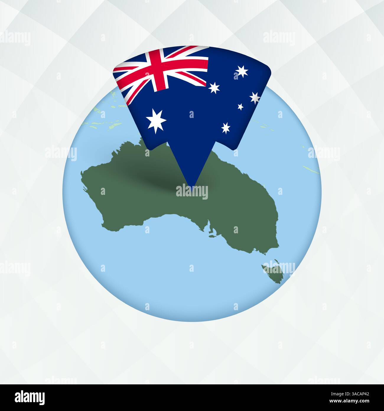 Australia Map Highlighted with Flag Marker. Flag Pointer on Geographic Map Stock Vector Image ...