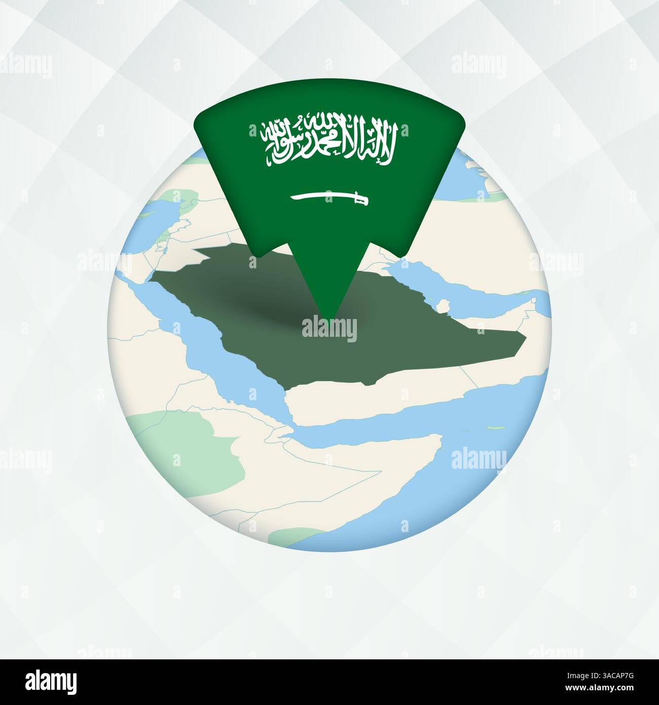 Saudi Arabia Map Highlighted with Flag Marker. Flag Pointer on Geographic Map Stock Vector Image ...