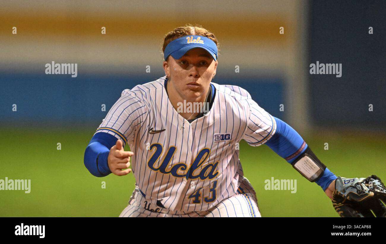 UCLAs' Megan Grant (43) during an NCAA softball game on Friday, March ...