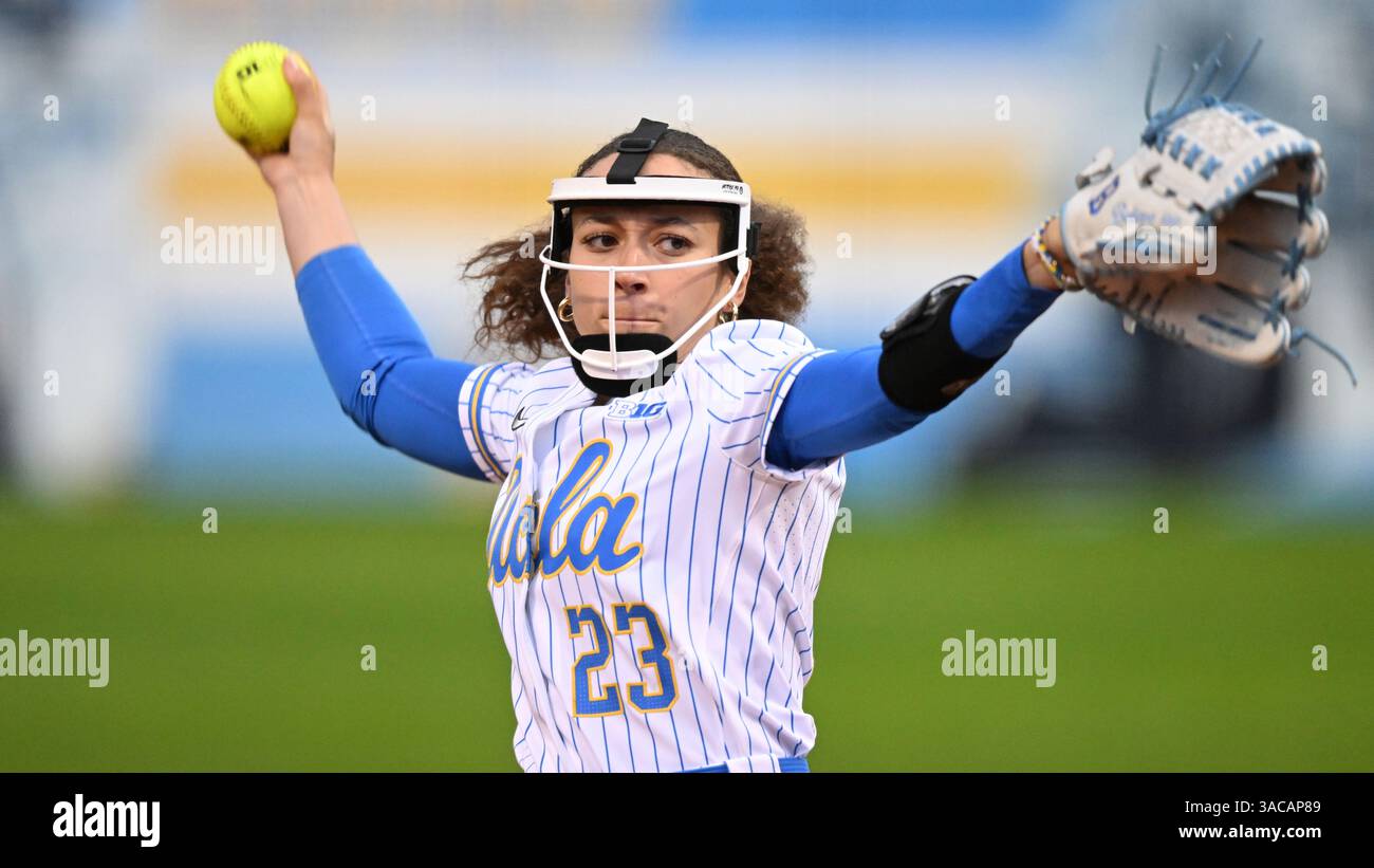 UCLA pitcher Taylor Tinsley (23) during an NCAA softball game on Friday ...
