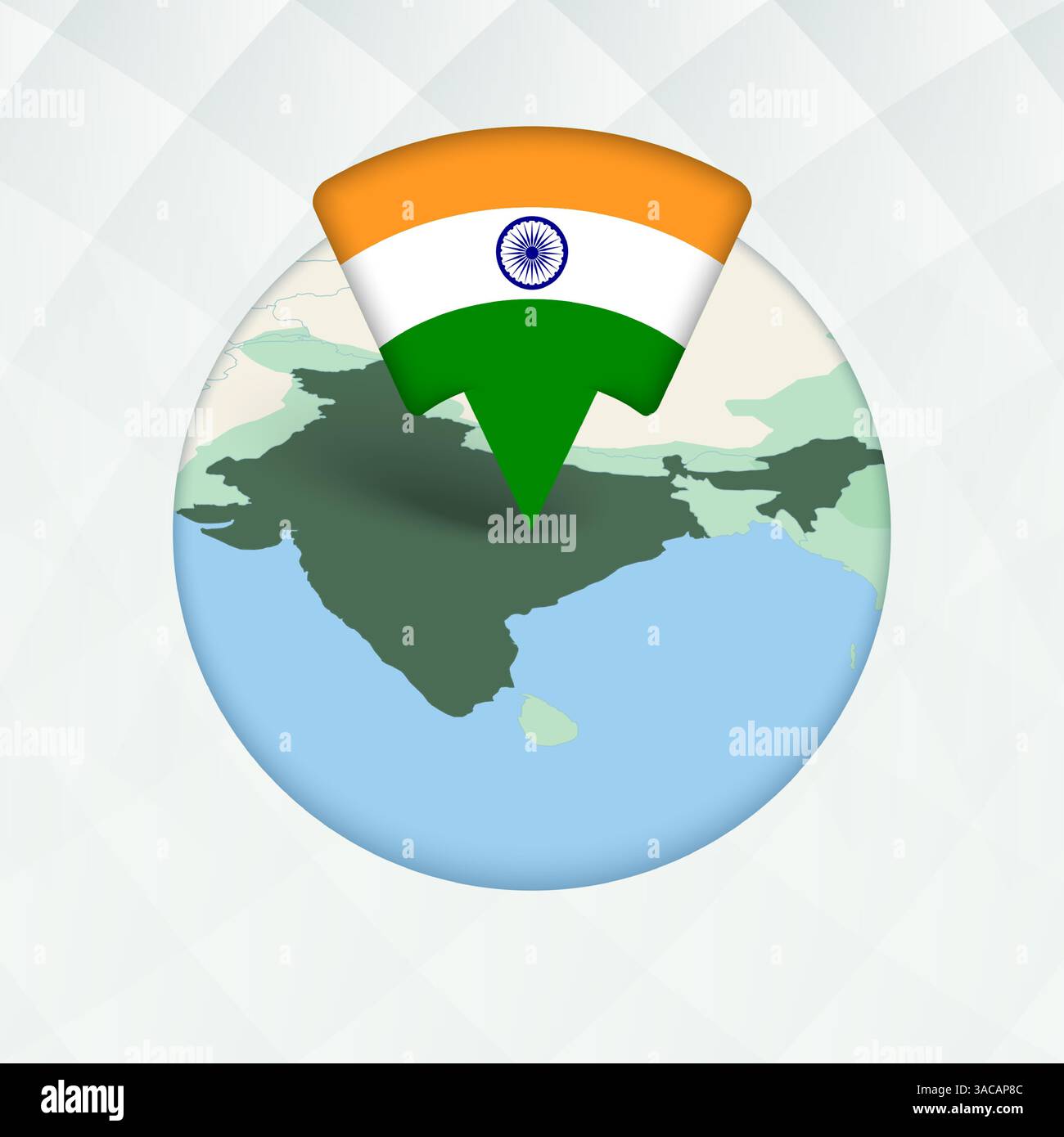 India Map Highlighted with Flag Marker. Flag Pointer on Geographic Map Stock Vector Image & Art ...