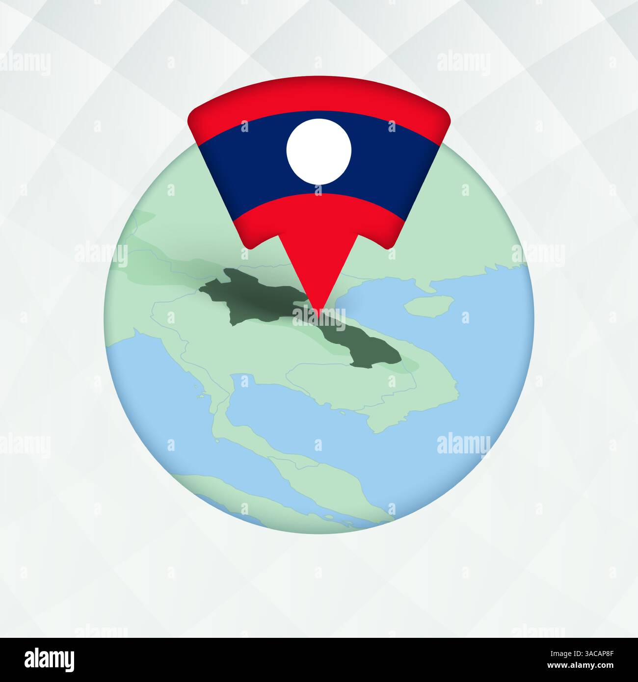 Laos Map Highlighted with Flag Marker. Flag Pointer on Geographic Map Stock Vector Image & Art ...