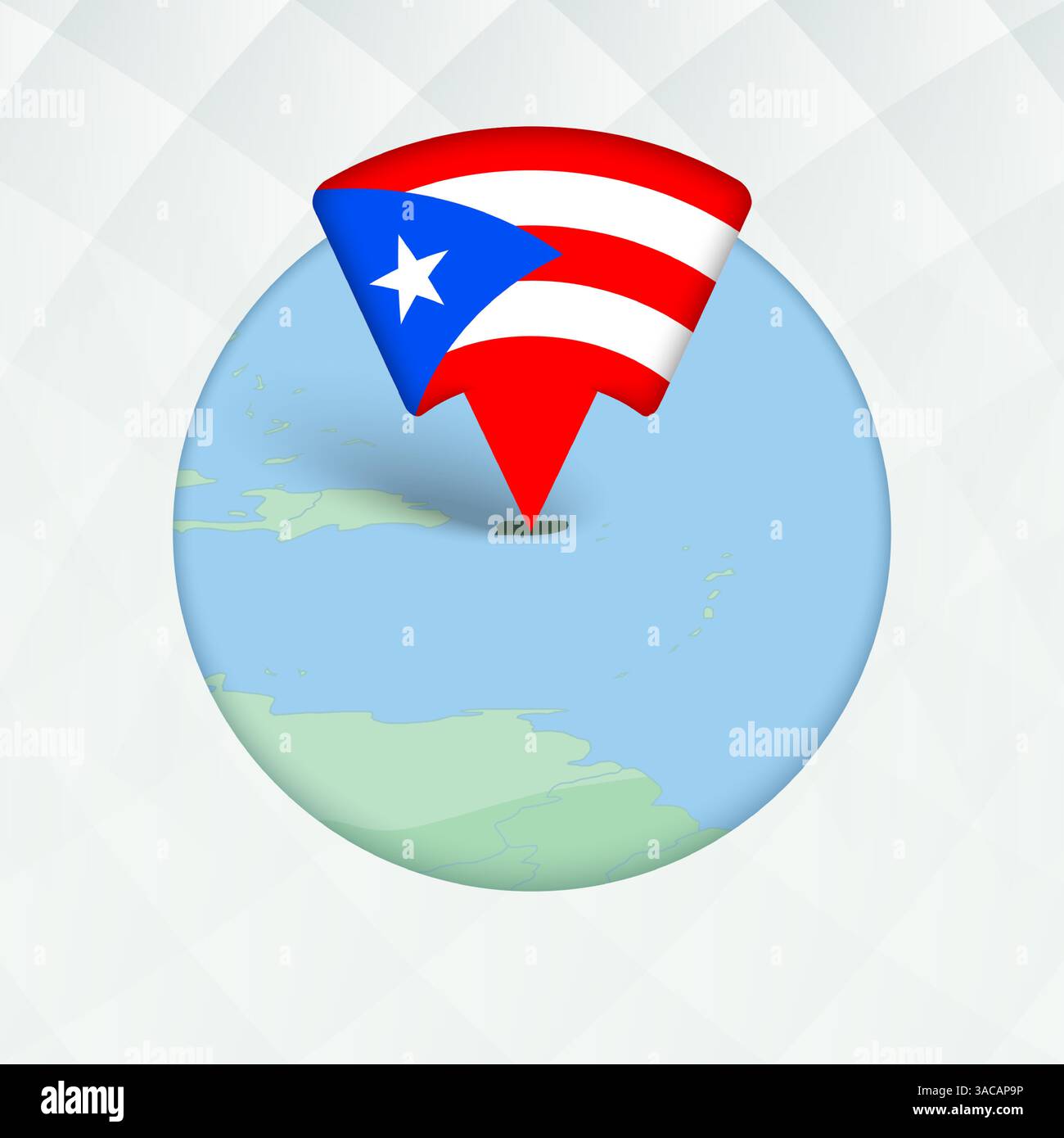 Puerto Rico Map Highlighted with Flag Marker. Flag Pointer on Geographic Map Stock Vector Image ...