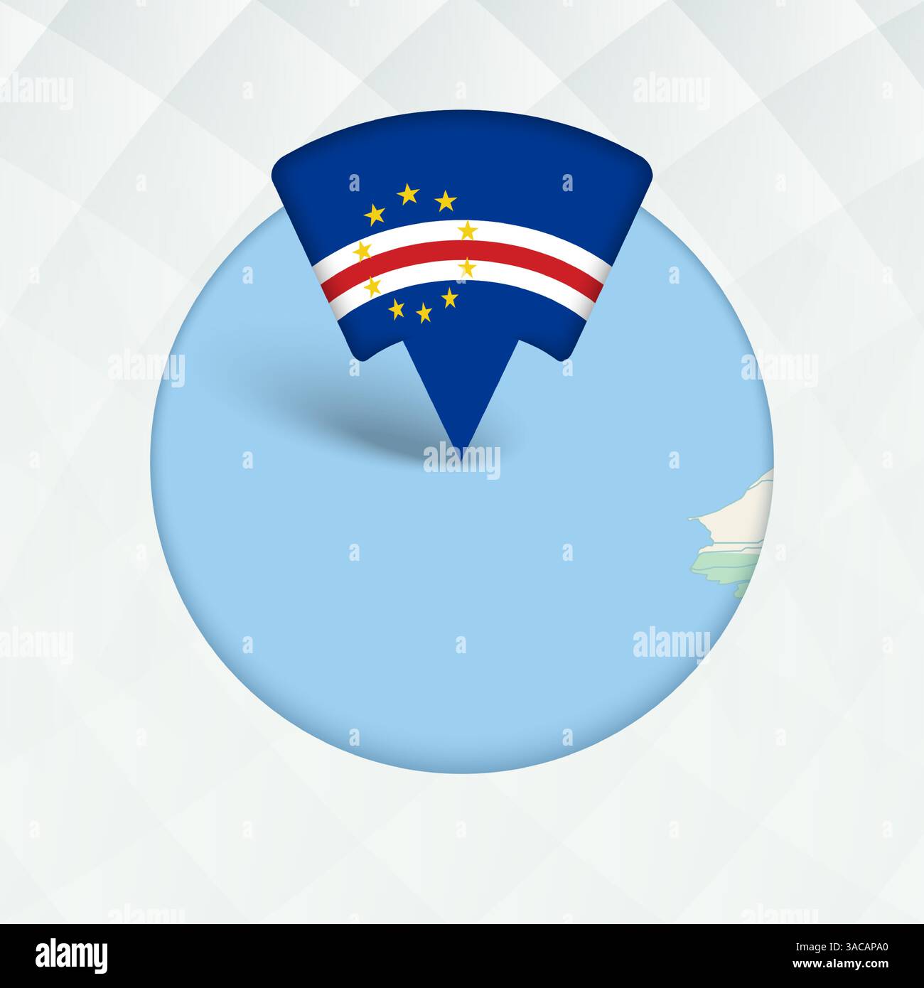 Cape Verde Map Highlighted with Flag Marker. Flag Pointer on Geographic Map Stock Vector Image ...