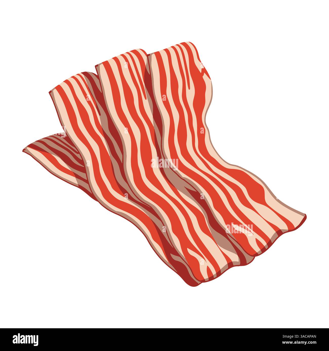 Bacon stripes vector illustration. Flat design of crispy, wavy bacon strips isolated on white ...