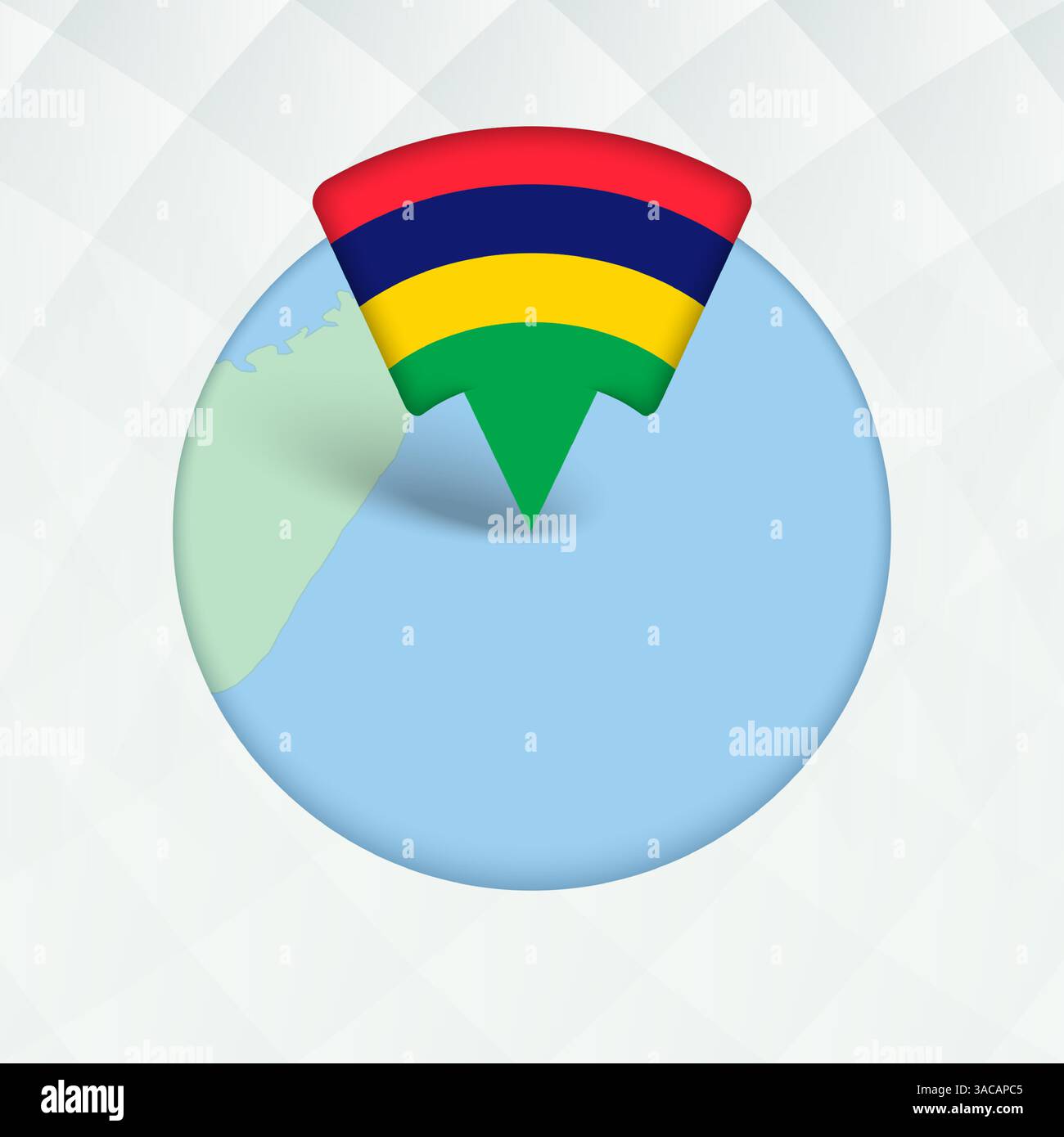 Mauritius Map Highlighted with Flag Marker. Flag Pointer on Geographic Map Stock Vector Image ...