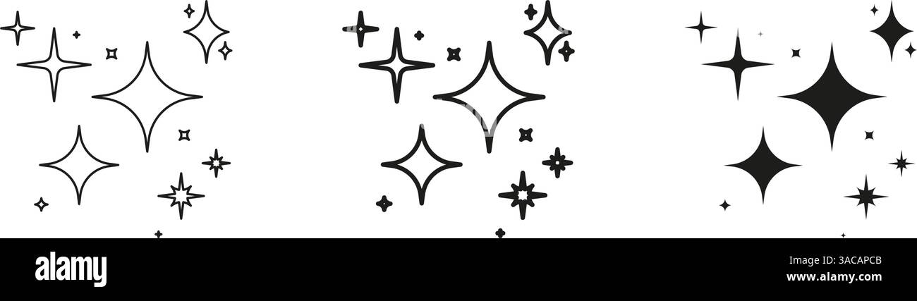 Sparkle And Starburst Line And Solid Icon Set. Glitter And Shine Symbol Collection. Isolated ...