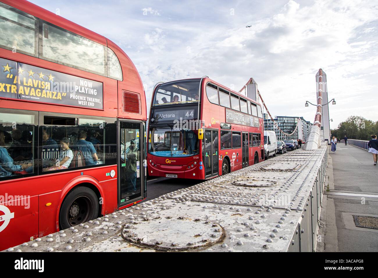 London, UK - September 14, 2023: Red double decker buses driver on ...