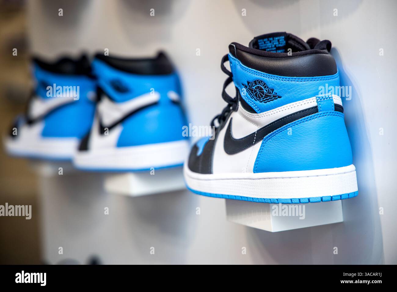 London, UK - September 14, 2023: Nike Air Jordan 1 Retro High, blue ...