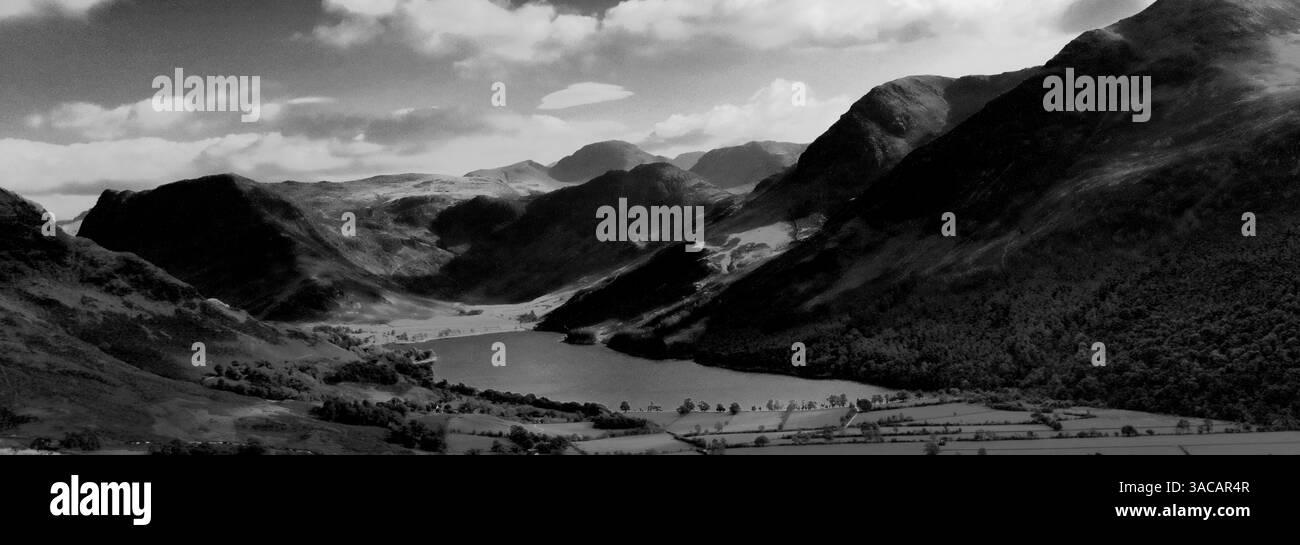 View to Buttermere from Rannerdale Knotts fell, Lake District National ...