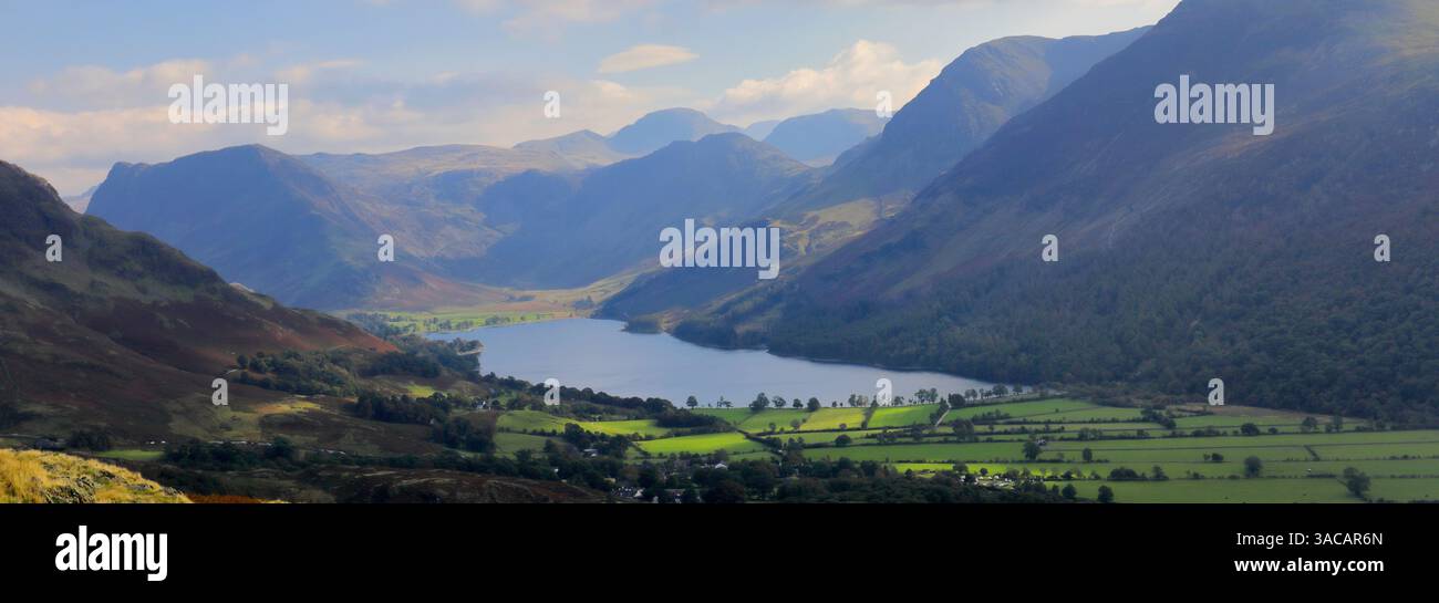 View to Buttermere from Rannerdale Knotts fell, Lake District National ...