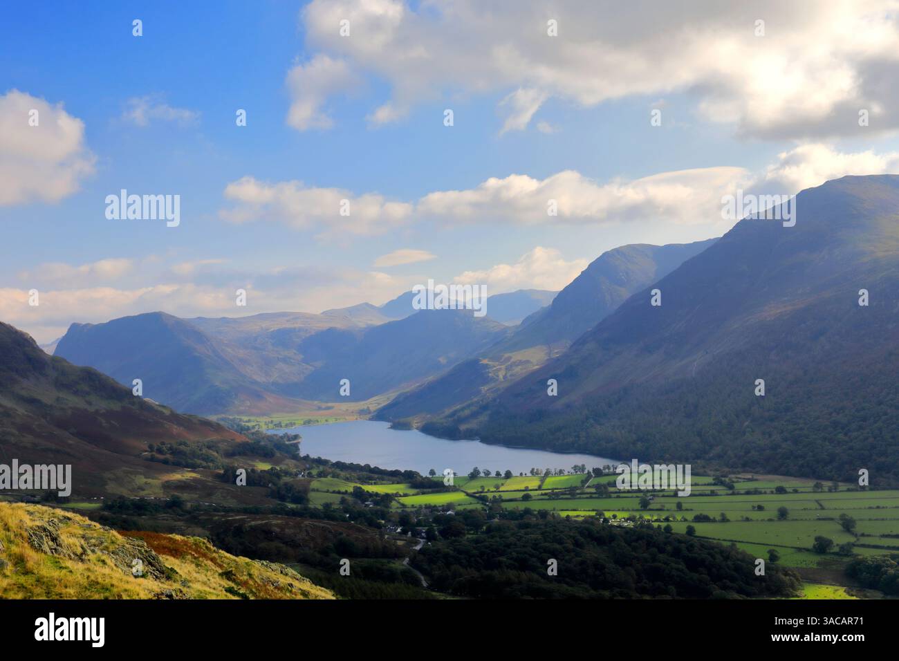 View to Buttermere from Rannerdale Knotts fell, Lake District National ...