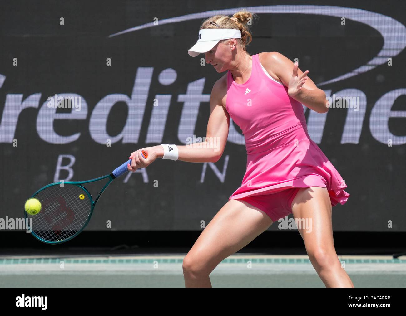 April 3, 2025: Ashlyn Krueger loses to Emma Navarro (USA) 4-6, 6-4, 6-2 ...