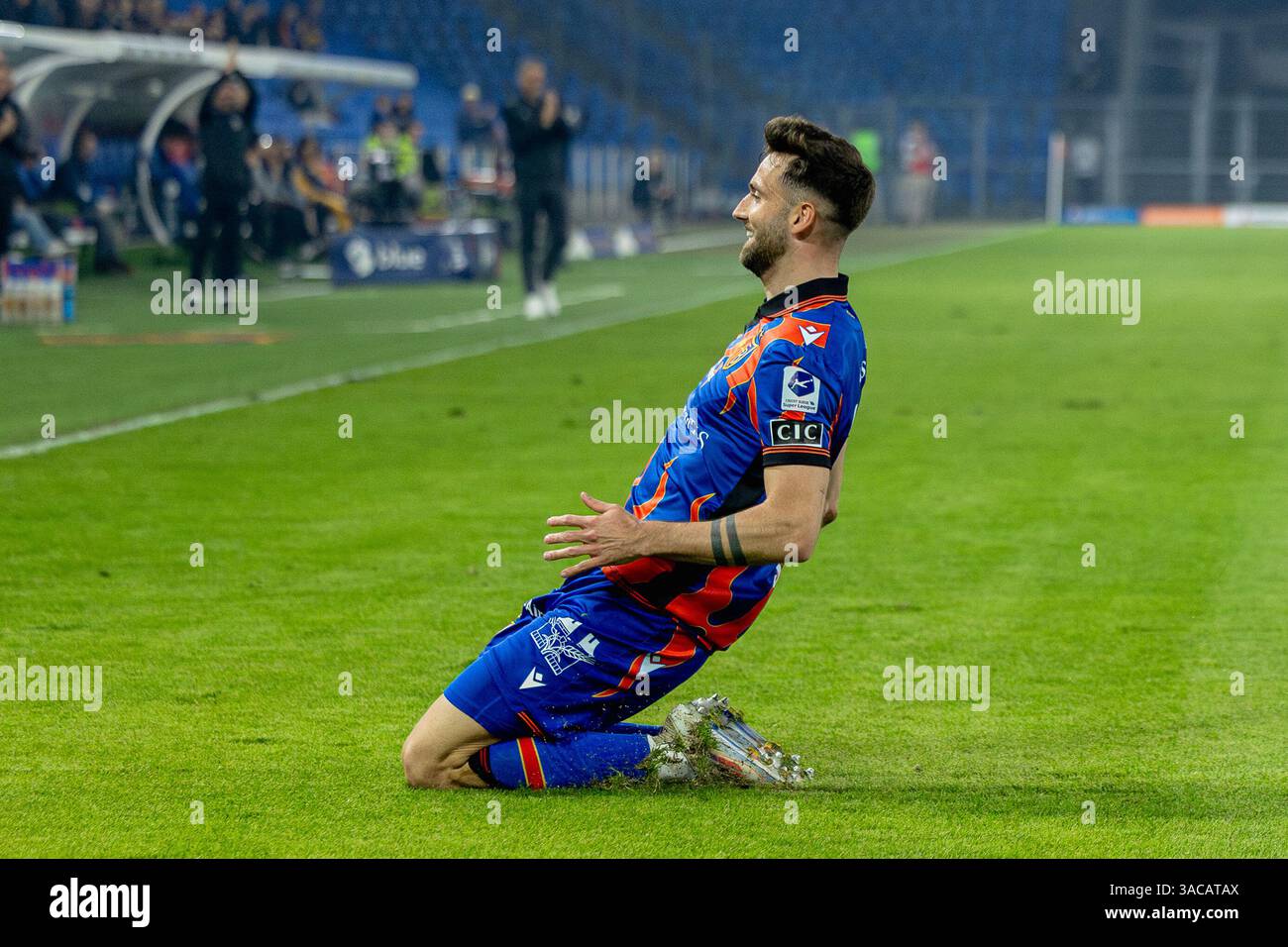Basel, Switzerland, April 03st 2025: Goalscorer Dominik Schmid (31 ...