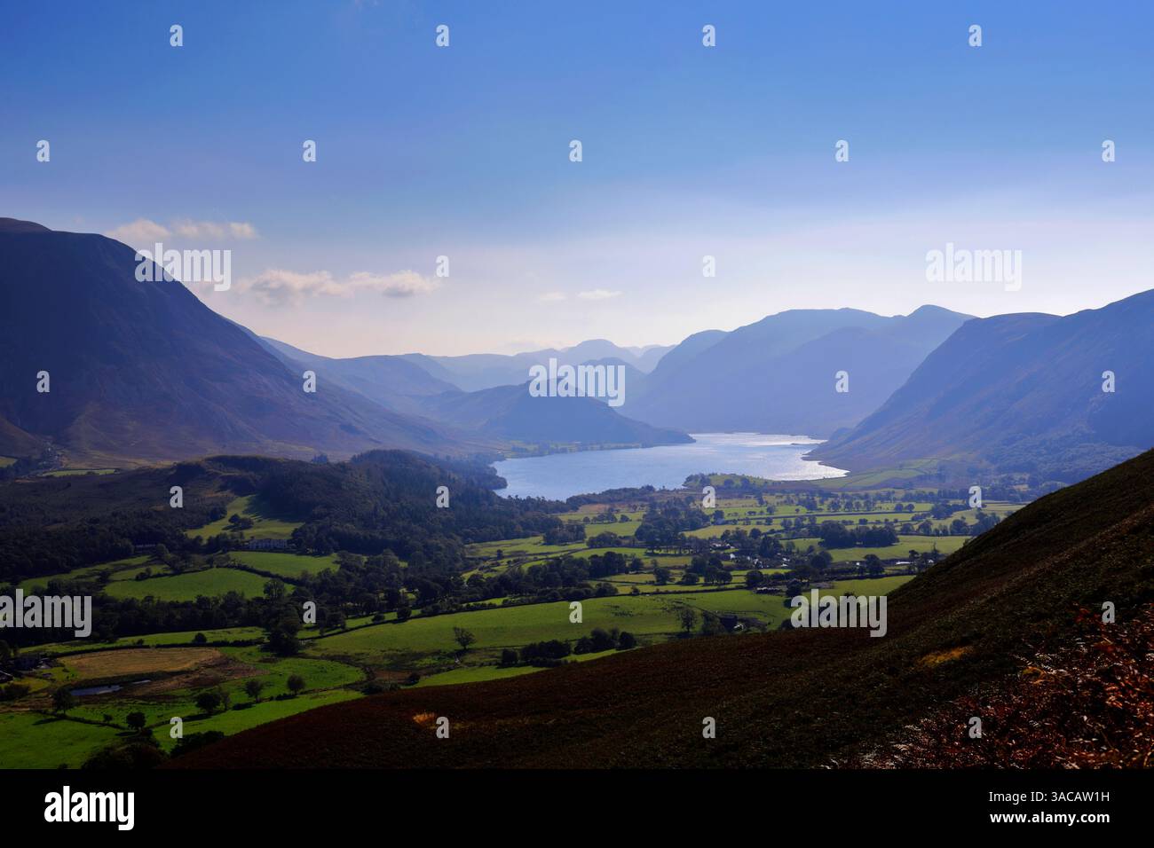 Misty view over Crummock Water, from Low fell, Vale of Lorton, Lake ...