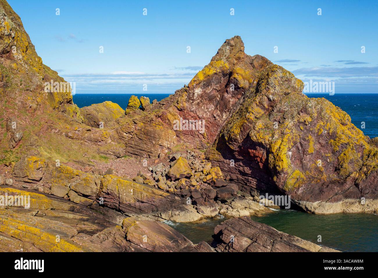 Volcanic rock formations on the coastline of St Abb's Head ...