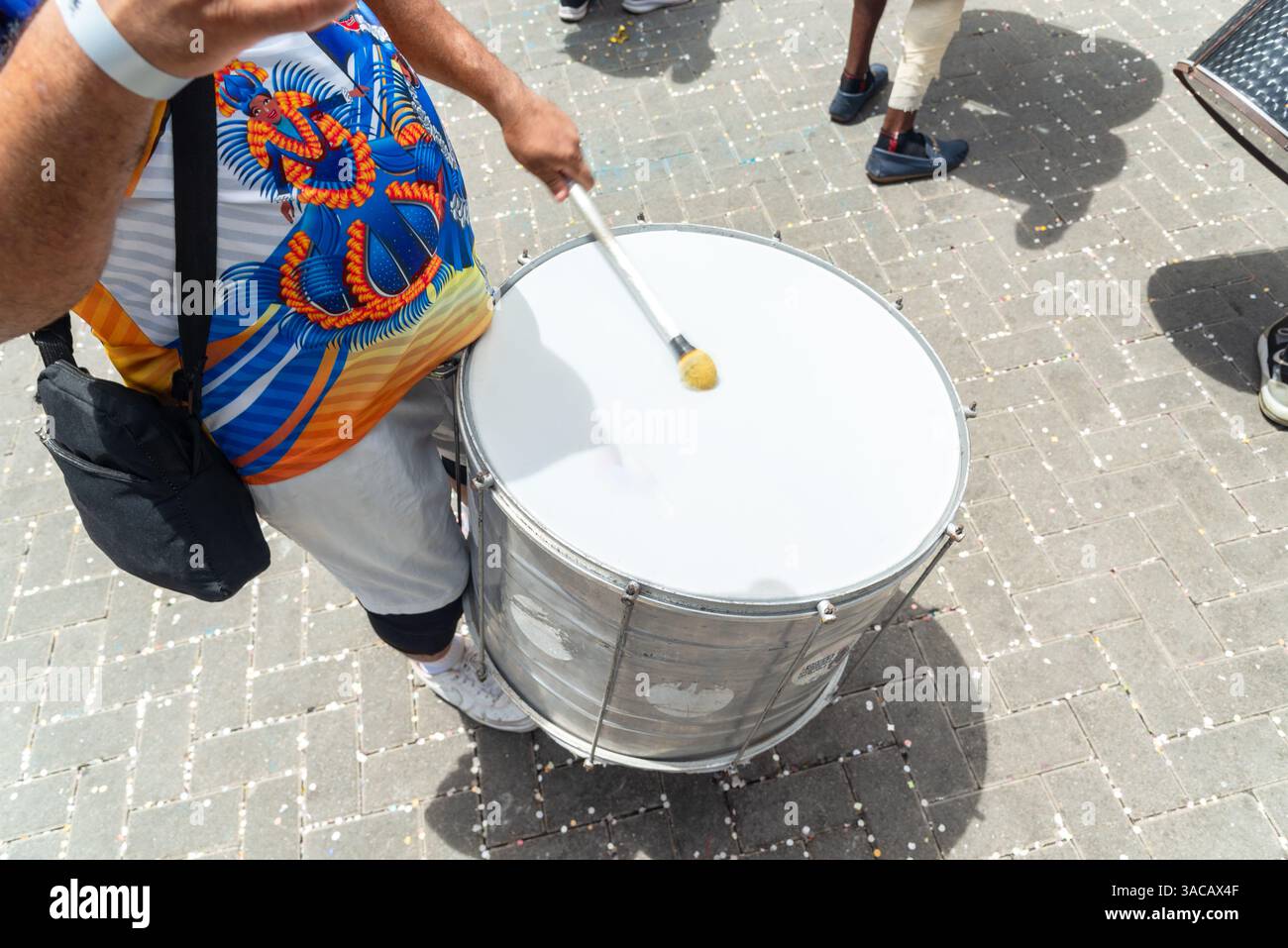 Salvador, Bahia, Brazil - March 01, 2025: People are playing percussion ...