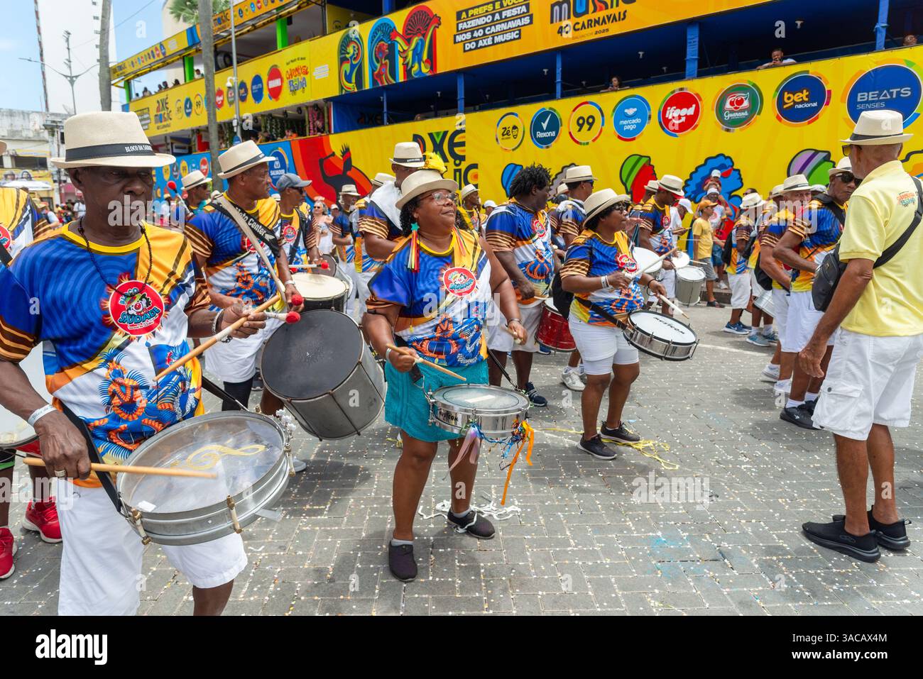 Salvador, Bahia, Brazil - March 01, 2025: Musicians are seen playing ...