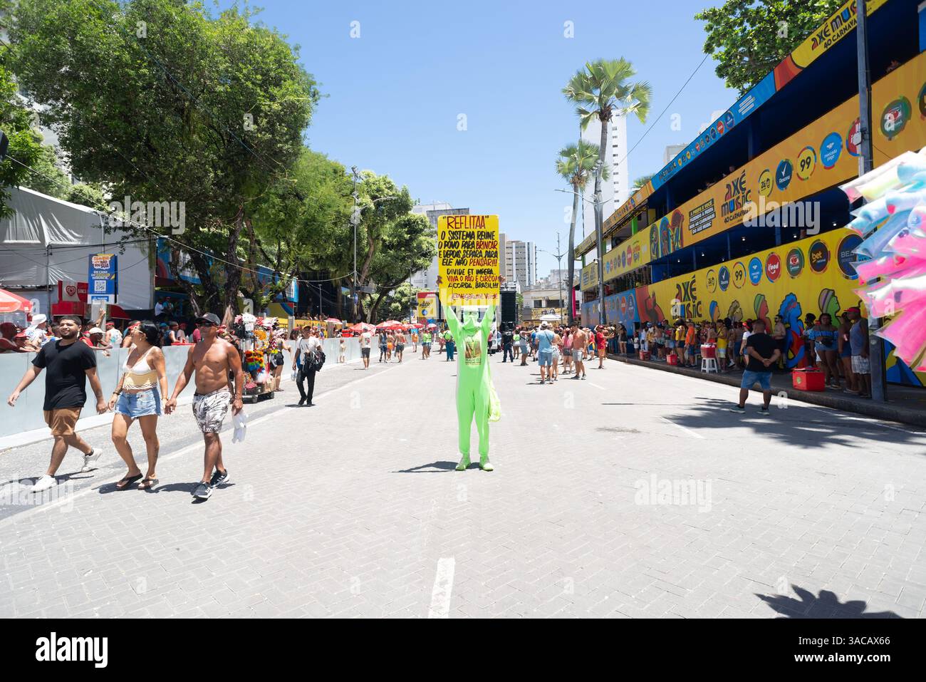 Salvador, Bahia, Brazil - March 03, 2025: People are seen walking and ...