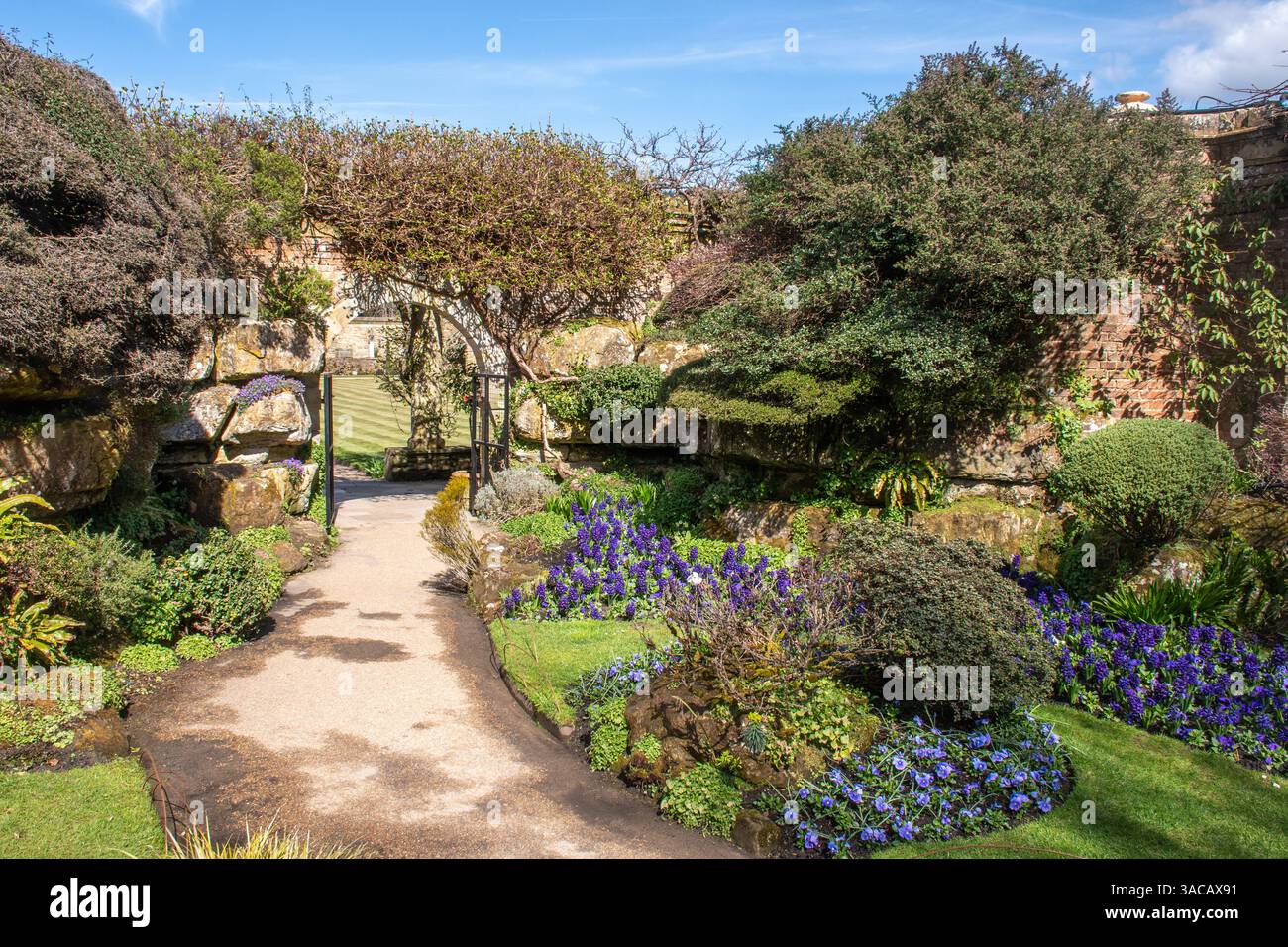 Spring view of the garden at Hever Castle, a visitor attraction in Kent ...