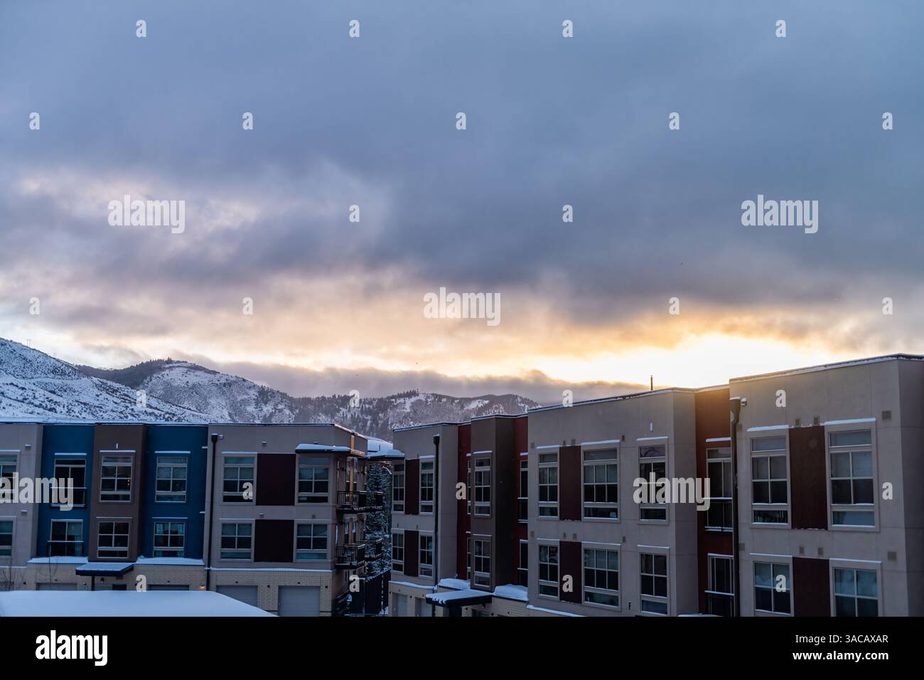 Avon, Colorado town village architecture by Vail ski resort in winter ...