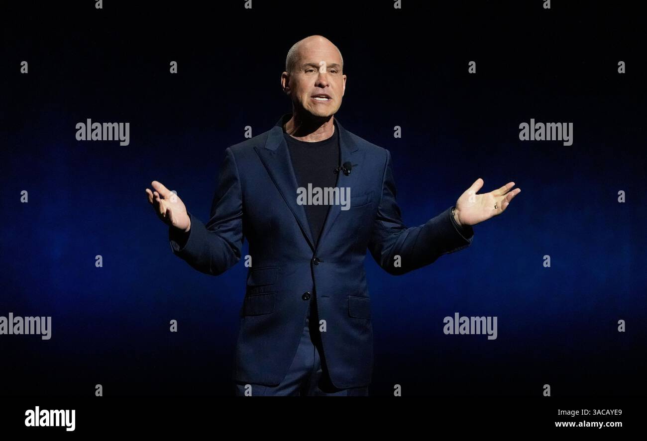 Brian Robbins, CEO of Paramount Pictures, addresses the audience during ...