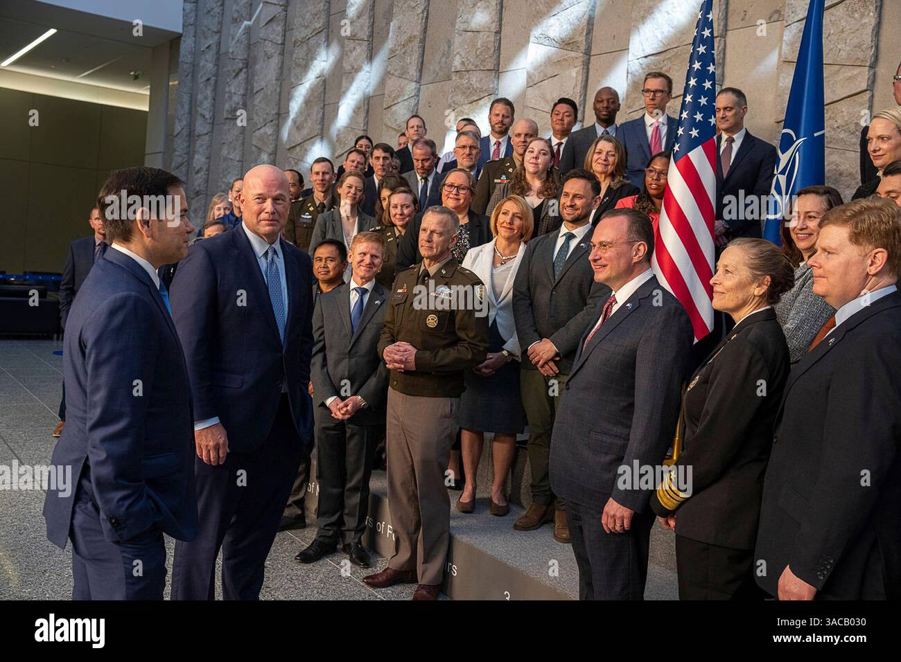Secretary Marco Rubio is met by U.S. Ambassador to NATO Matthew ...
