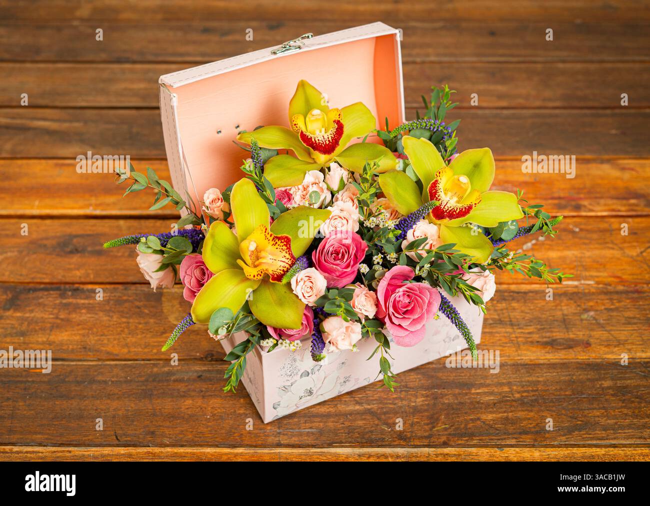Beautiful floral arrangements with natural Ecuadorian flowers Stock ...