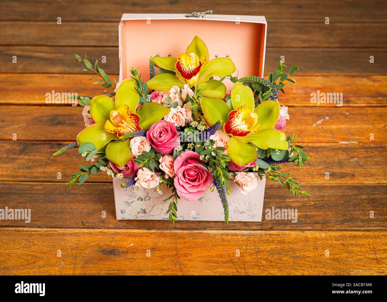 Beautiful floral arrangements with natural Ecuadorian flowers Stock ...