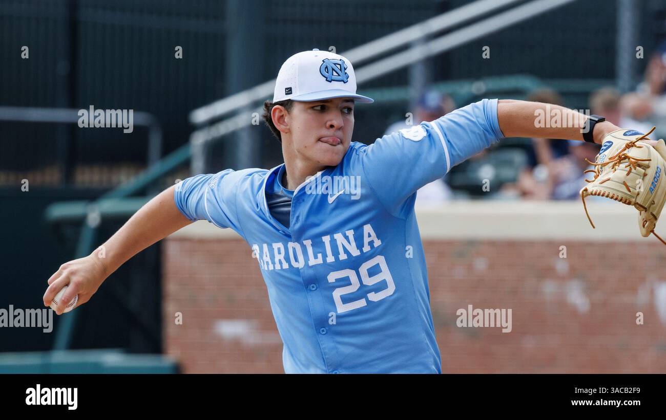 North Carolina's Jason DeCaro (29) pitches during an NCAA baseball game ...
