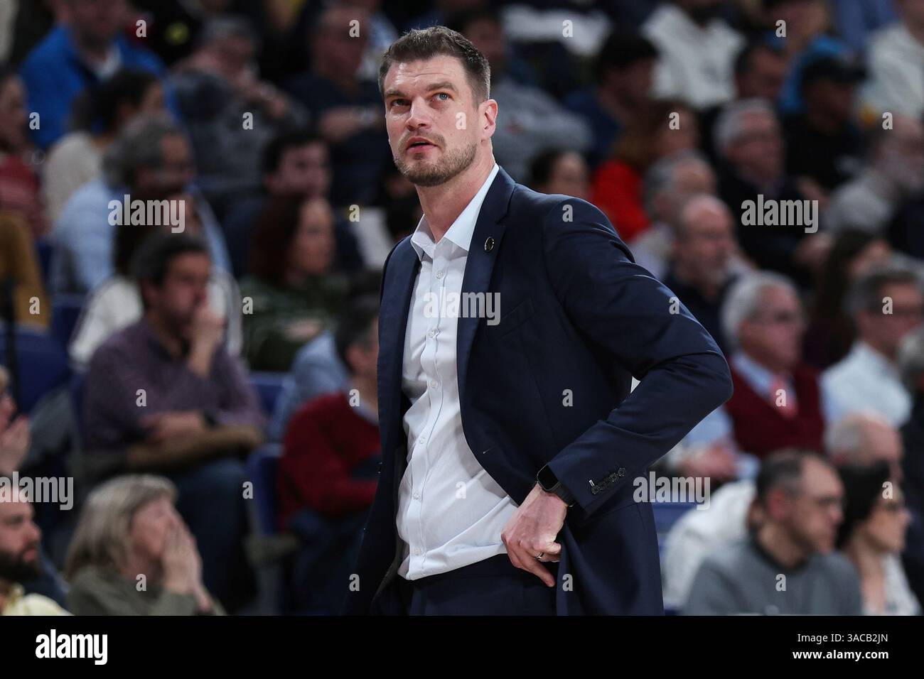 Tiago Splitter, head coach of Paris Basketball, looks on during the ...