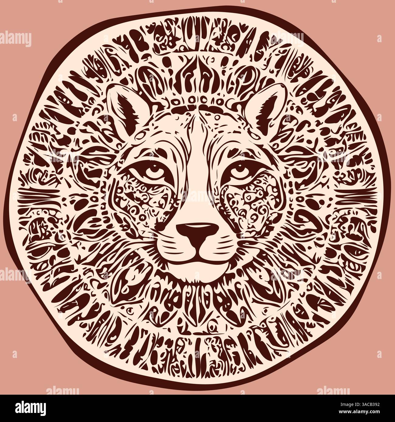 Vector stencil lion portrait in a bold circular tribal design. Strong ...