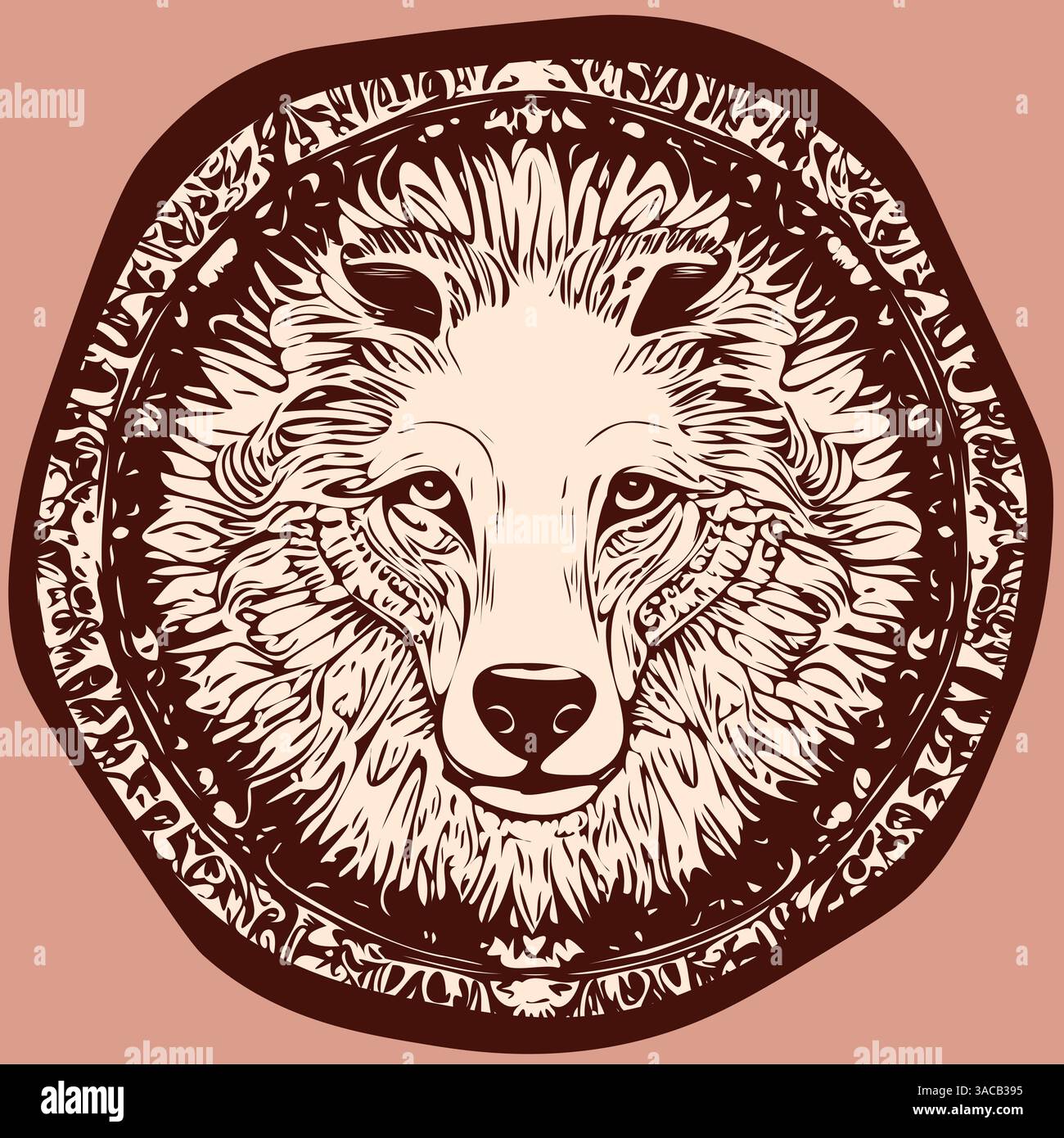 Vector wolf portrait in a tribal stencil style. Bold circular design ...