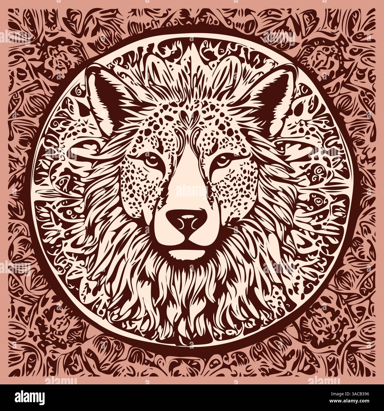 Vector wolf portrait in a tribal stencil style. Bold circular design ...