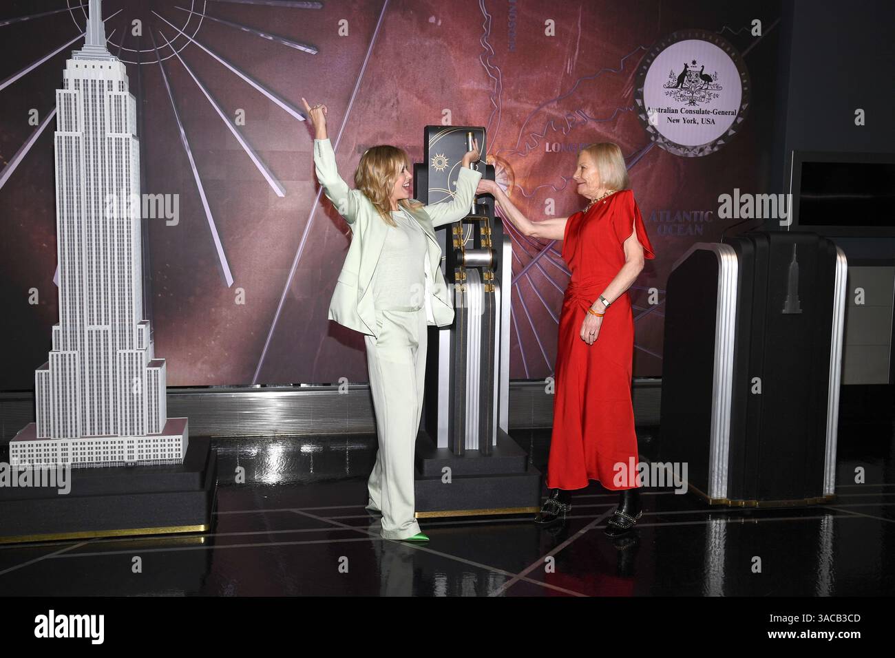 (L-R) Kylie Minogue and Heather M. Ridout, Consul-General of Australia ...