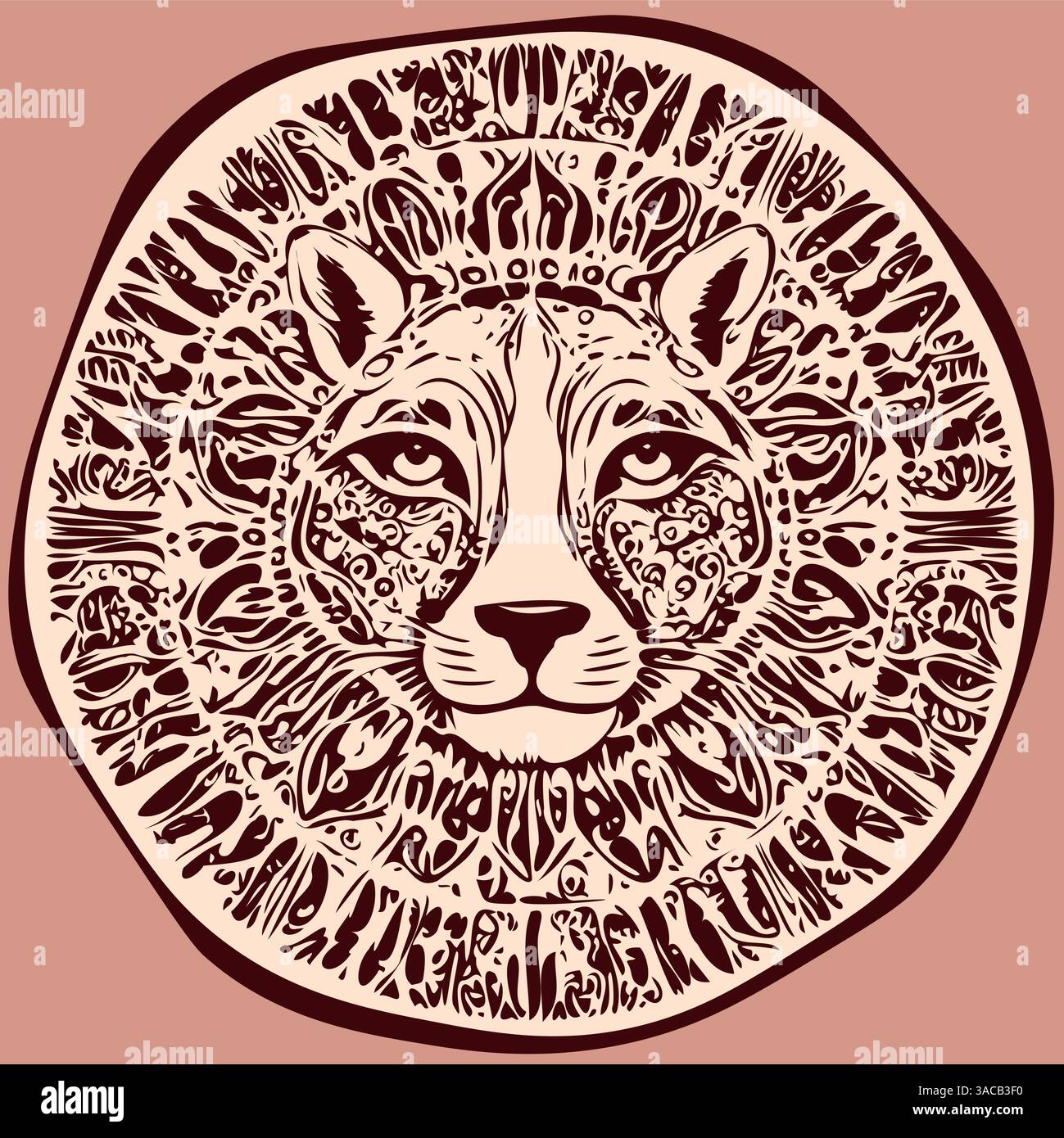 Vector stencil lion portrait in a bold circular tribal design. Strong ...