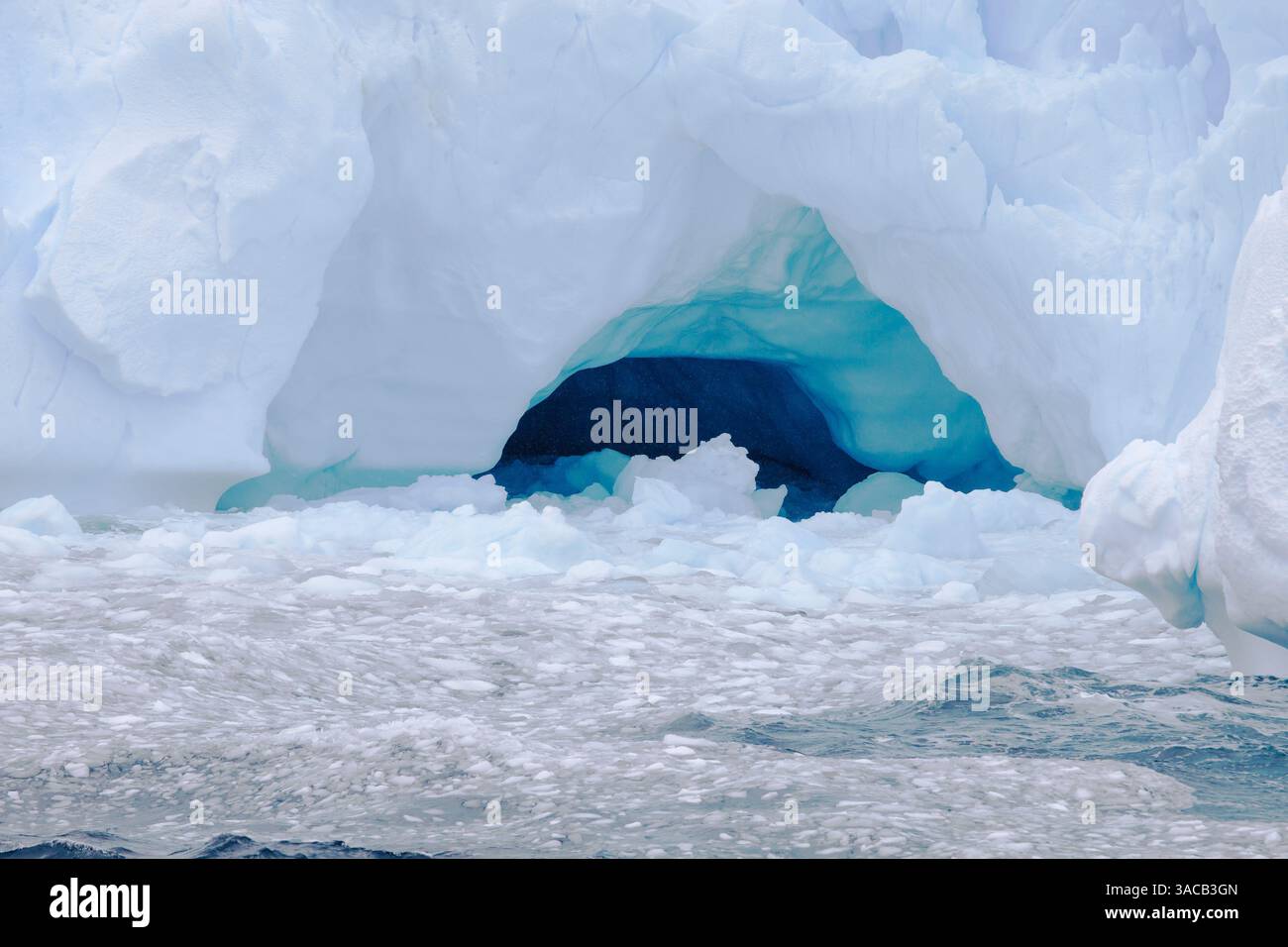 Southern Ocean, Antarctica. Beautiful blue and purple colors in the ice ...