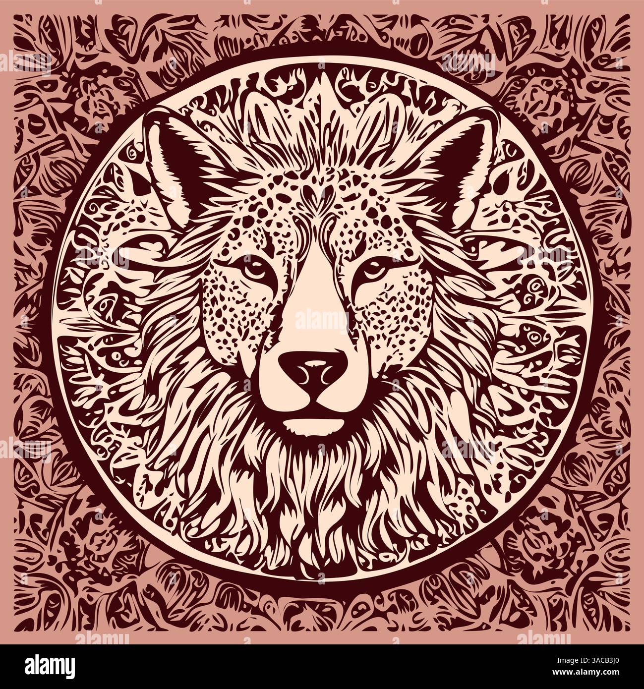 Vector wolf portrait in a tribal stencil style. Bold circular design ...