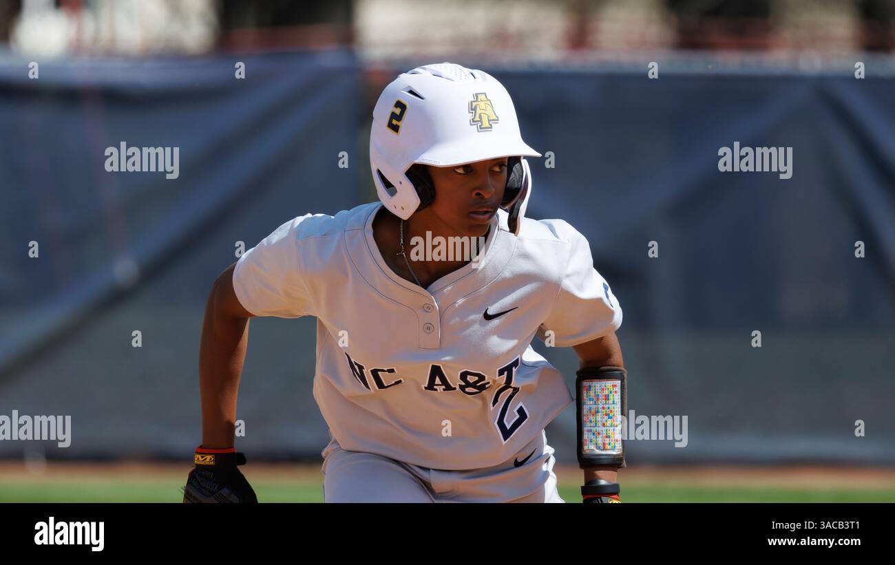 North Carolina A&T's Aaliyah Williams (2) runs the bases during an NCAA ...