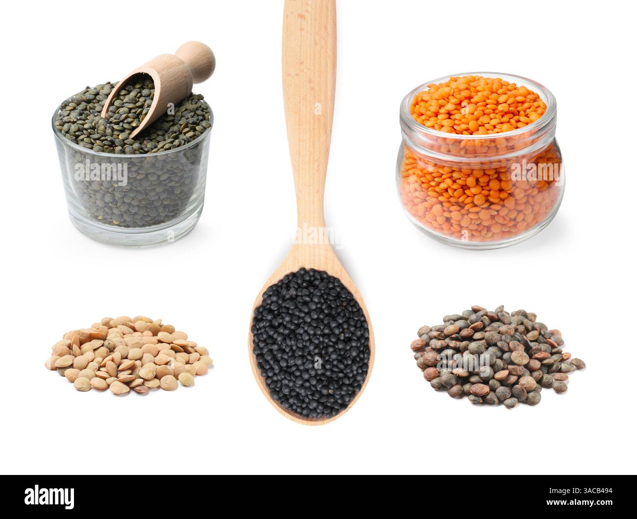 Different types of lentils isolated on white, set Stock Photo - Alamy