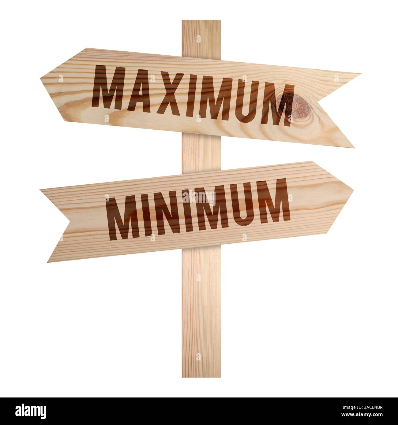 Signpost with Maximum and Minimum arrows pointing in different ...
