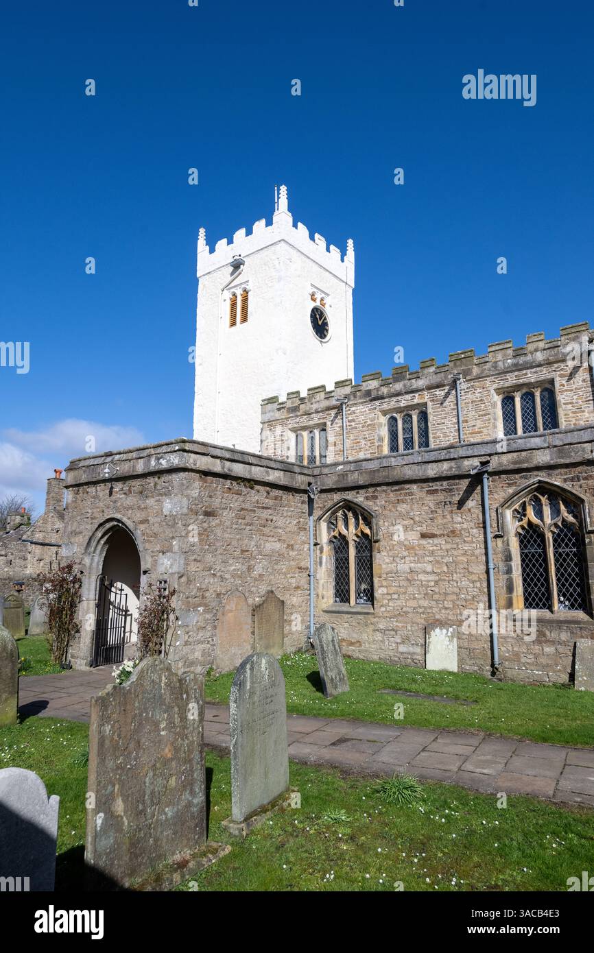 The parish Church of St Oswalds in Askrigg, Wensleydale, with its newly ...