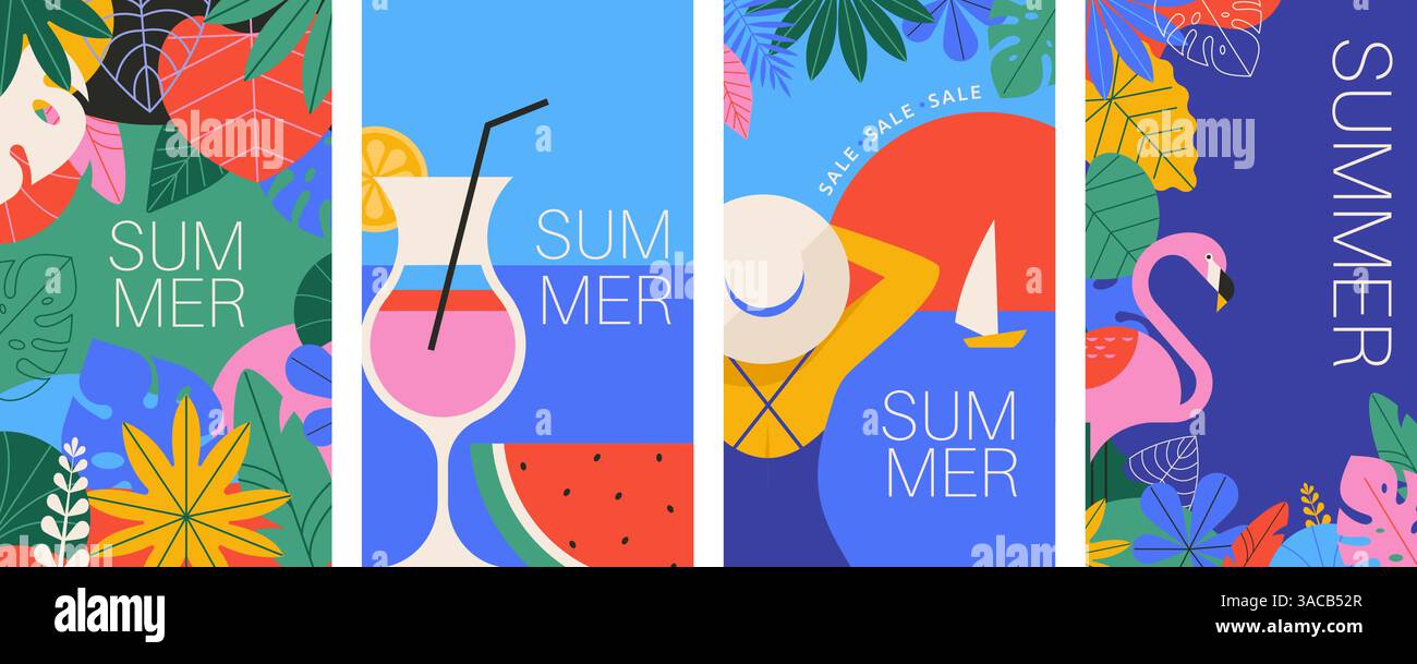 Colorful Geometric Summer Music Festival and Travel Background, poster ...