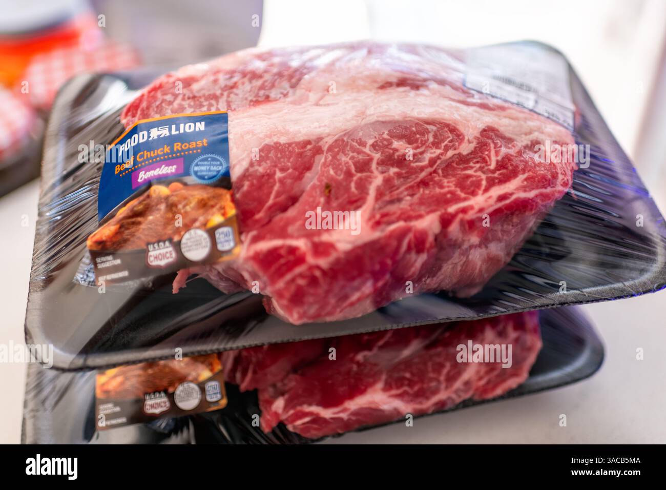 Roseland, USA - February 4, 2025: Beef chuck roast meat food macro ...