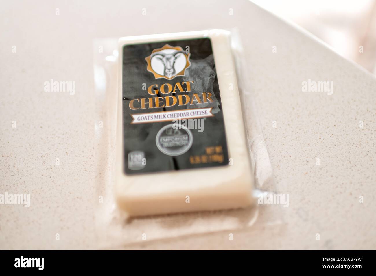 Roseland, USA - February 4, 2025: Goat cheddar brie private label dairy ...