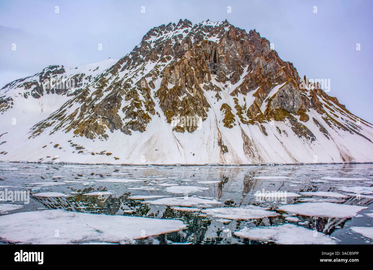 Arctic Ocean, Svalbard Islands, Norway. Landscape view of icy island ...