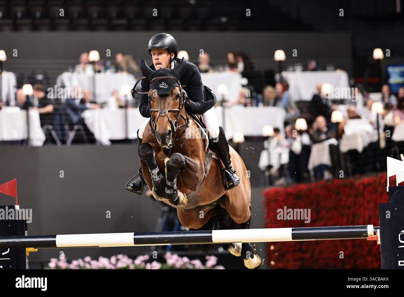 Willem Greve of Netherlands with Highway TN N.O.P. during the LONGINES FEI Jumping World Cup ...