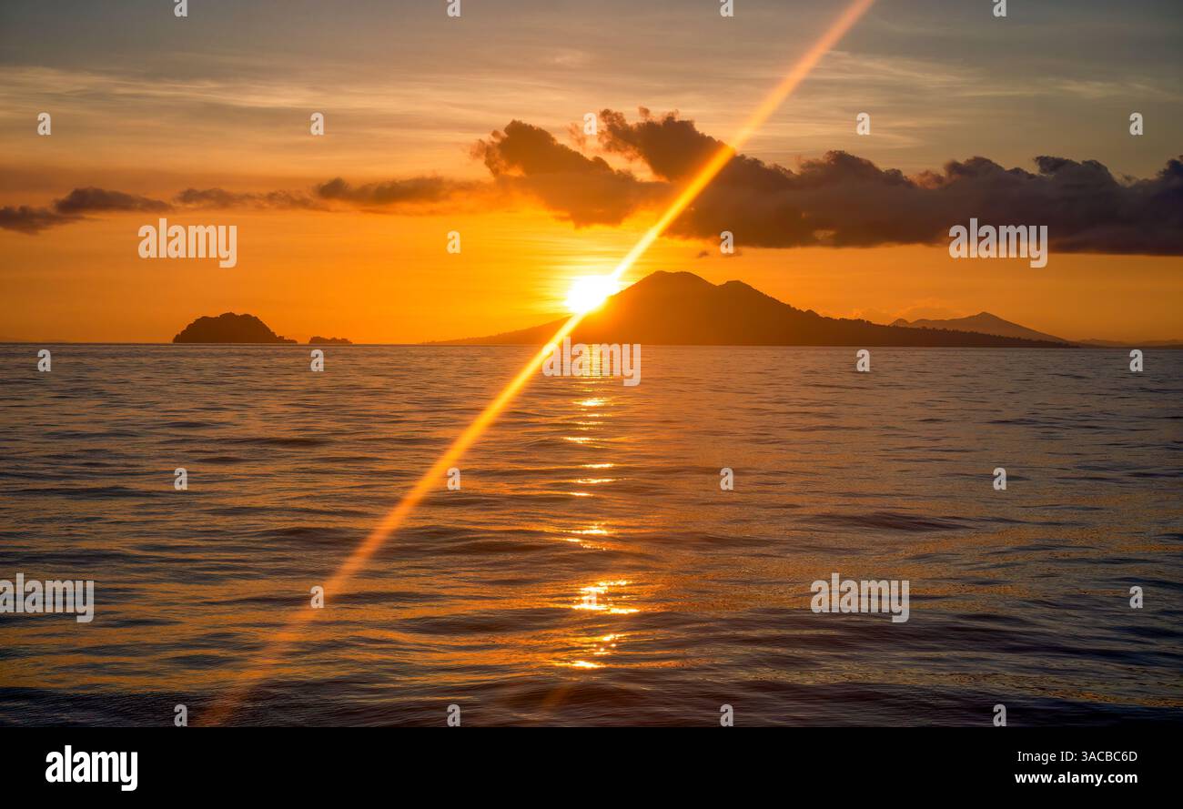 Coral Sea, Papua New Guinea. Landscape view across the ocean of ...