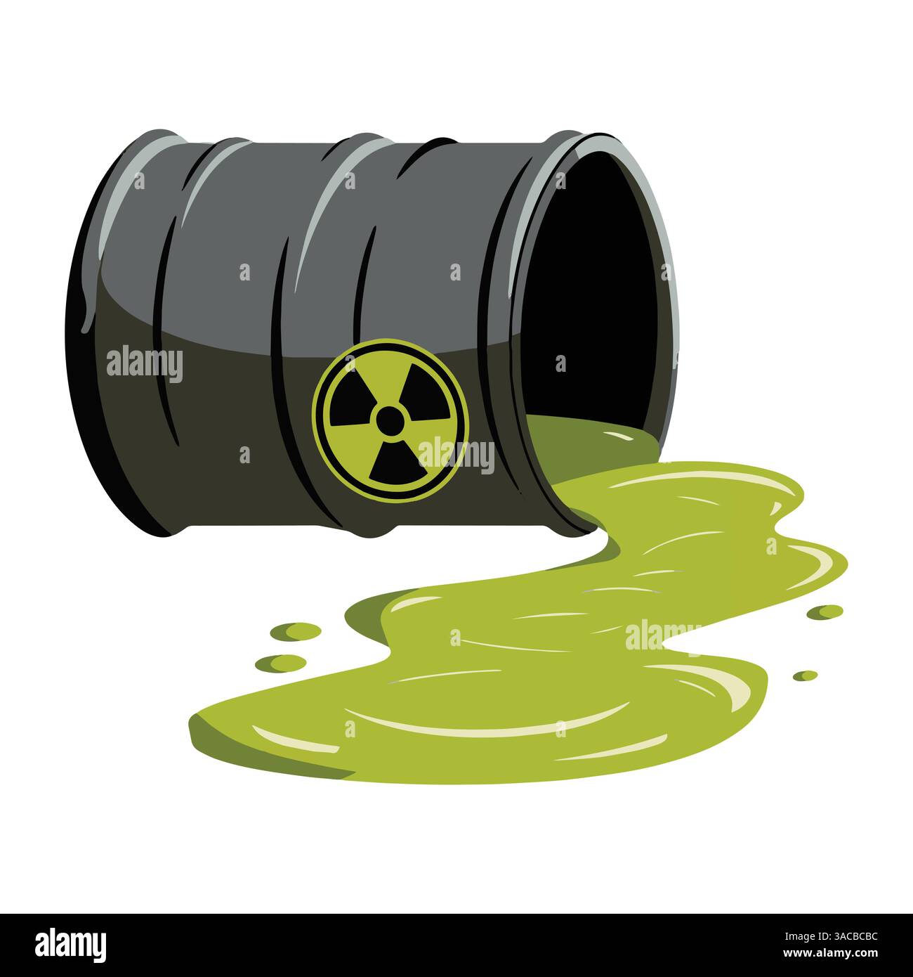 Barrel of radioactive waste with green liquid. Vector illustration ...