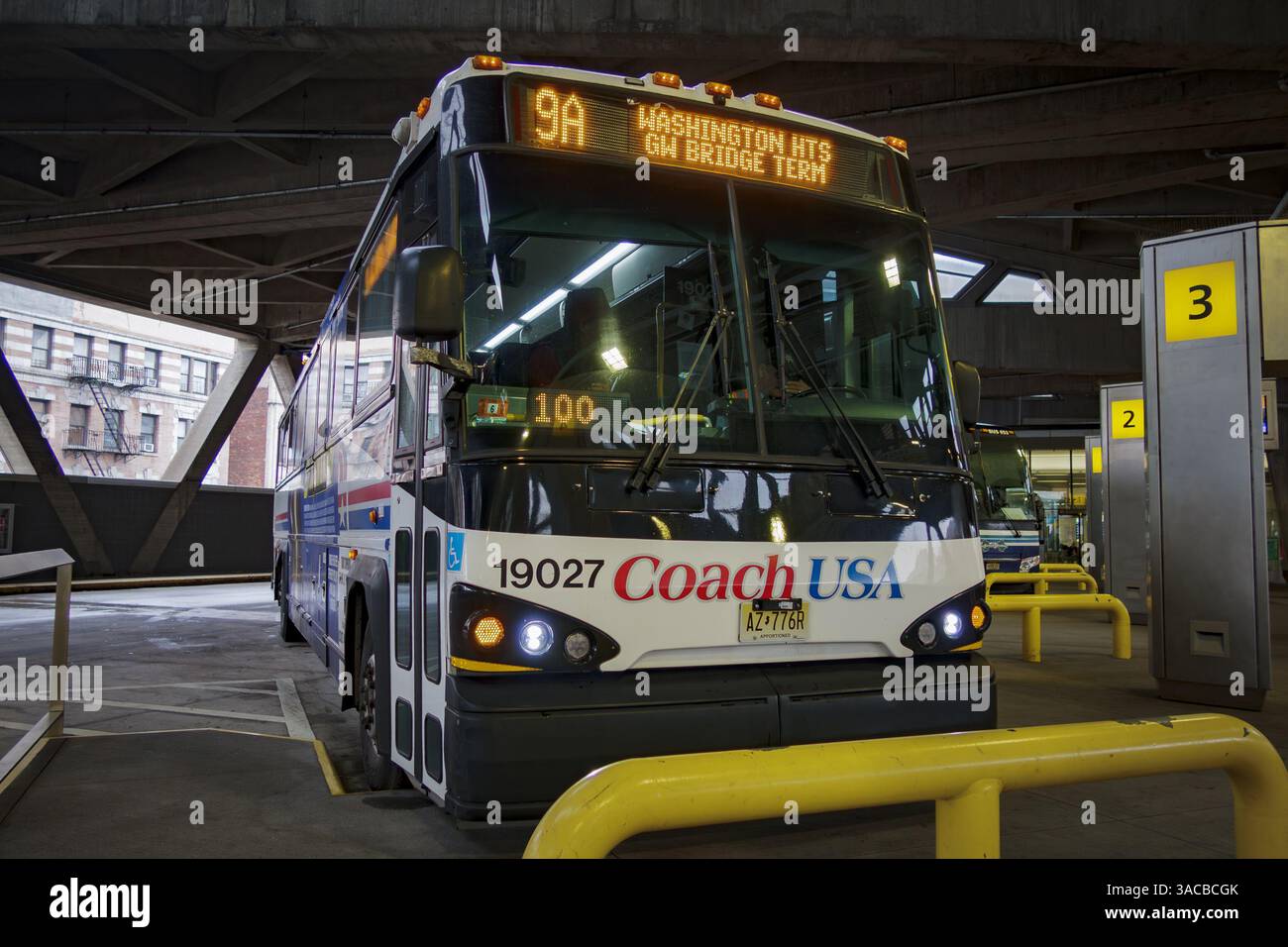 A Coach USA bus seen at the GWB Bus Station in Manhattan. (Photo by ...